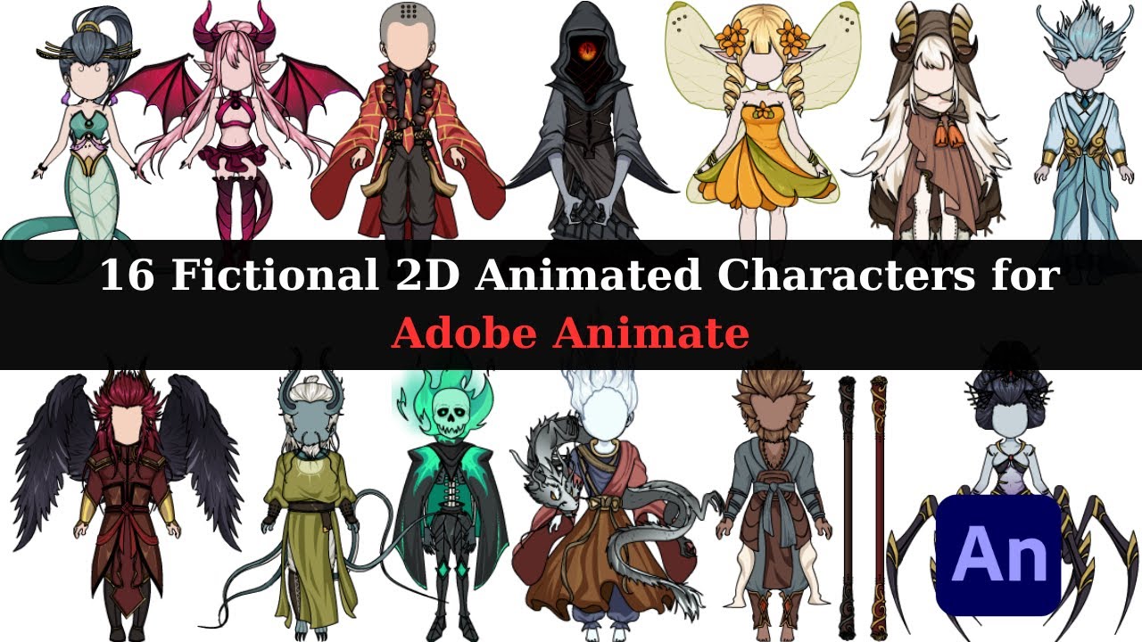 16 Fictional 2D Animated Characters for Adobe Animate - YouTube