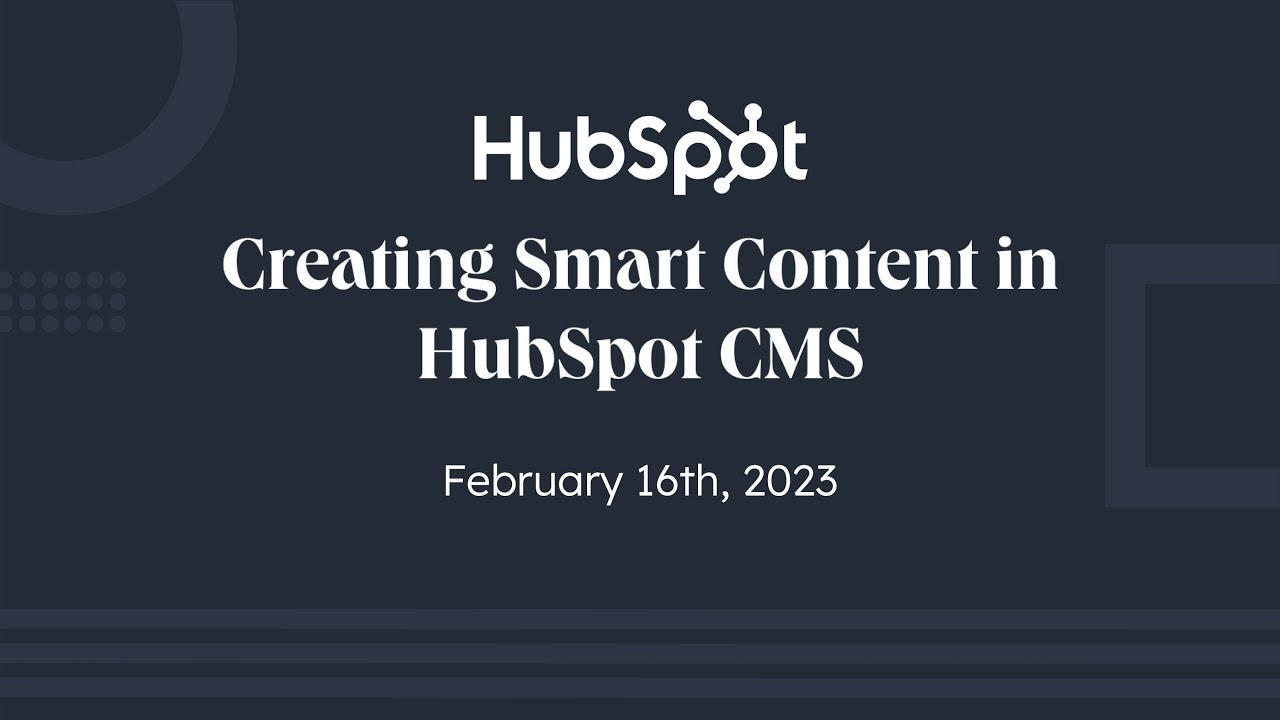 Creating Smart Content in HubSpot CMS - YouTube