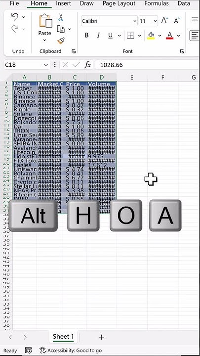 Autofit Columns Width and Rows Height Shortcut Key in Excel | Excel Tips and Tricks | #shorts ...