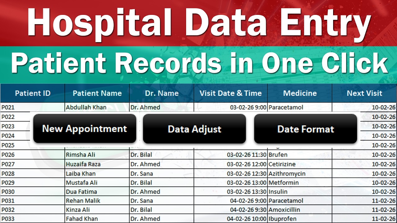 Data Entry in Excel Hospital | Excel Hospital New Entry in One Click ...