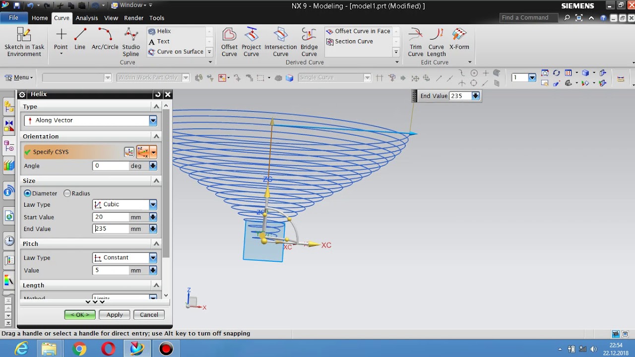 NX 9 Tutorial Helix - YouTube