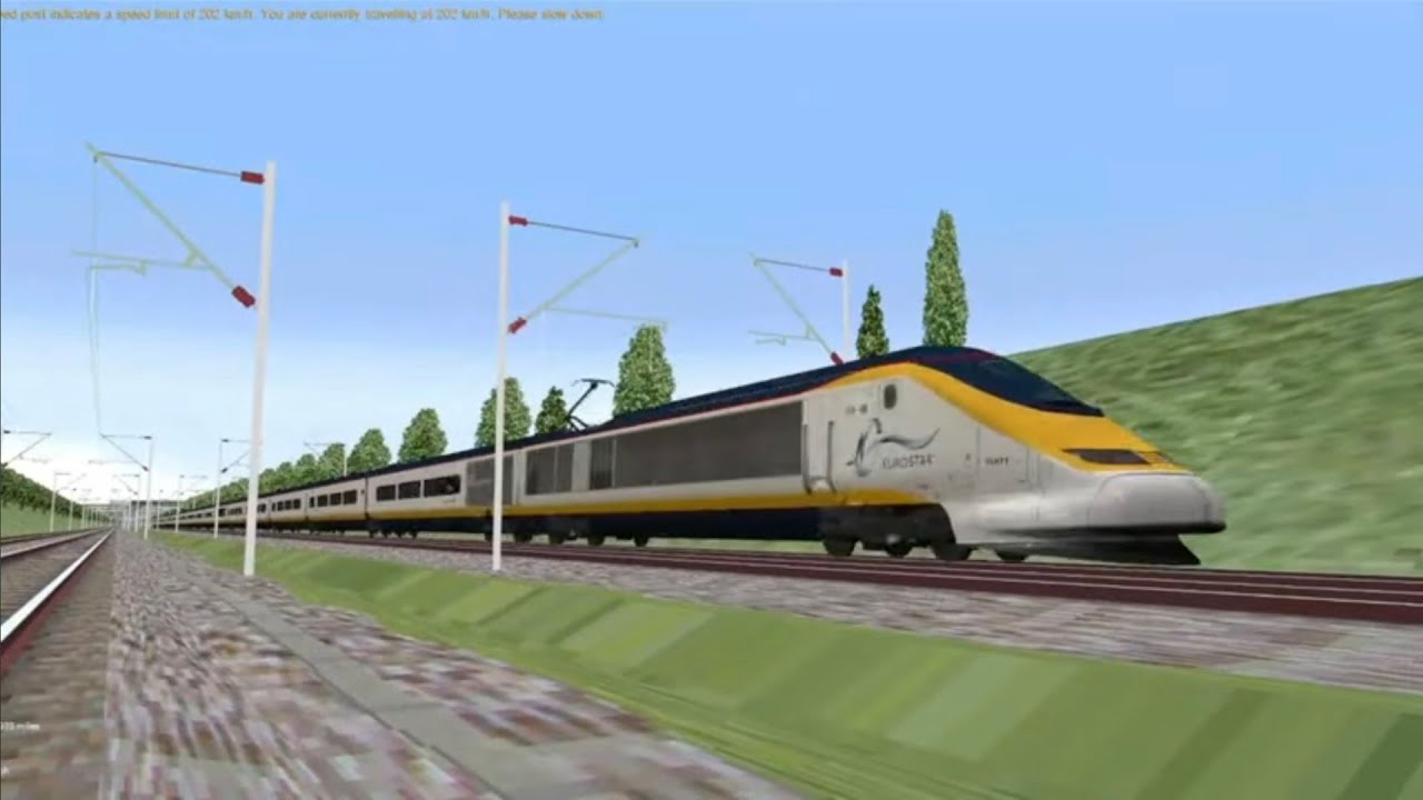 [OpenBVE] Eurostar class 373 200 km/h flyby test - YouTube