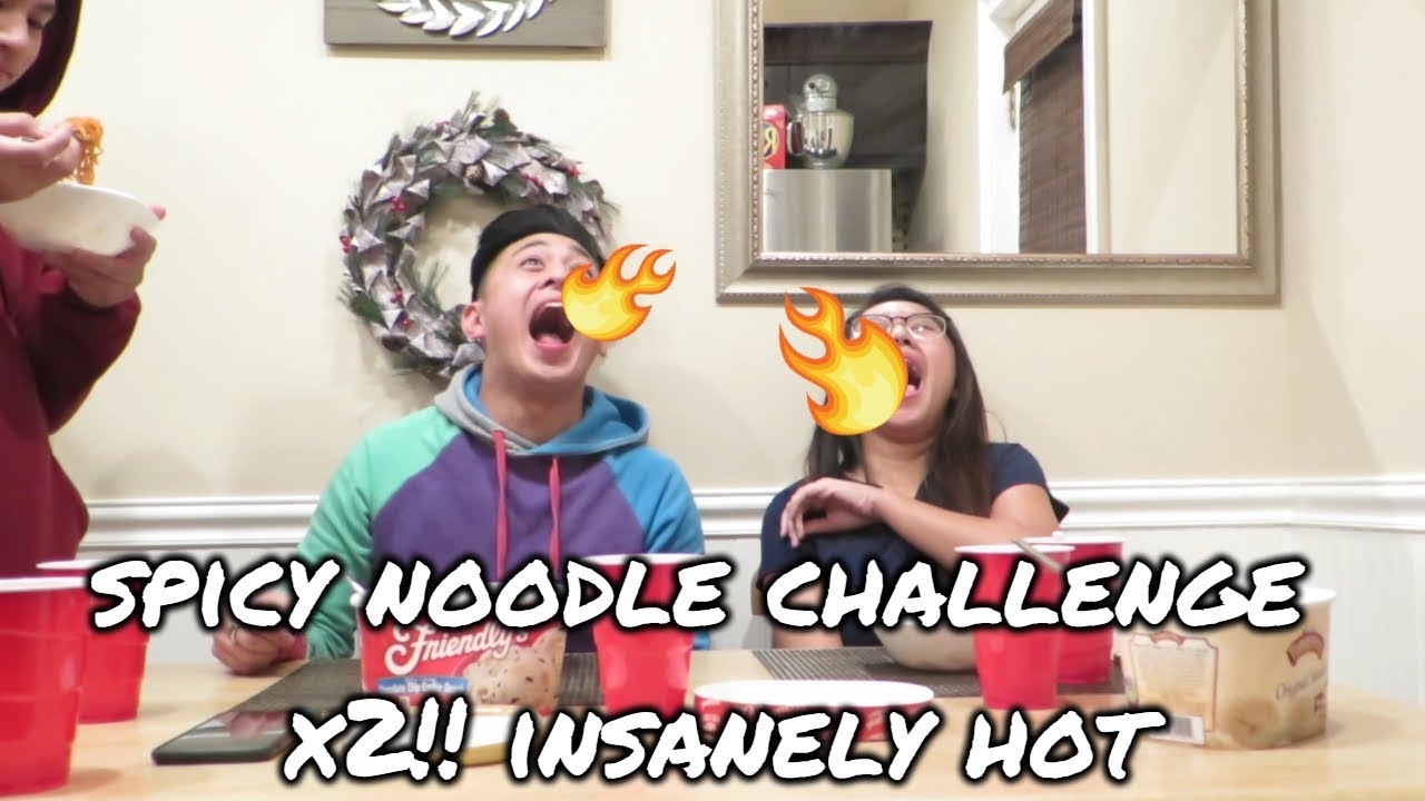 INSANE SPICY NOODLE CHALLENGE X2!! - YouTube