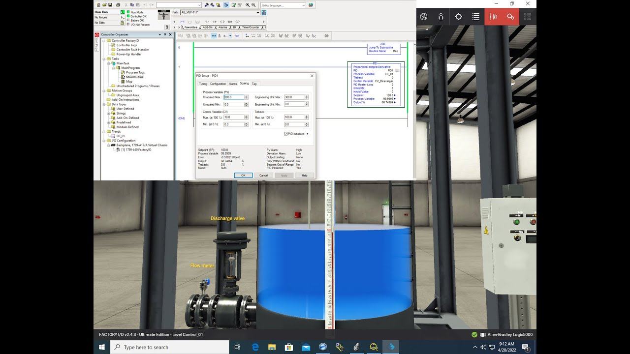 Allen Bradley Studio 5000 (Sintonizar PID Nivel) - YouTube