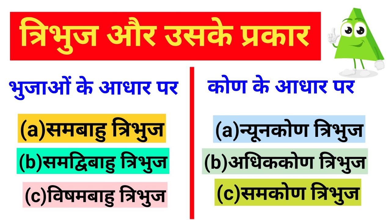 त्रिभुज और उसके प्रकार |Types of Triangle in Hindi।tribhuj।tribhuj ke ...