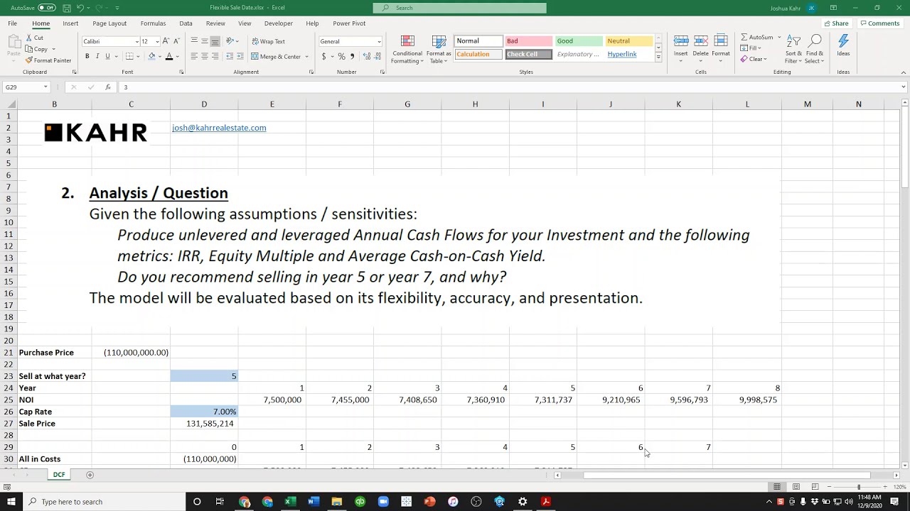 Calculate IRR and Equity Multiple with Varying Dates of Sale - YouTube