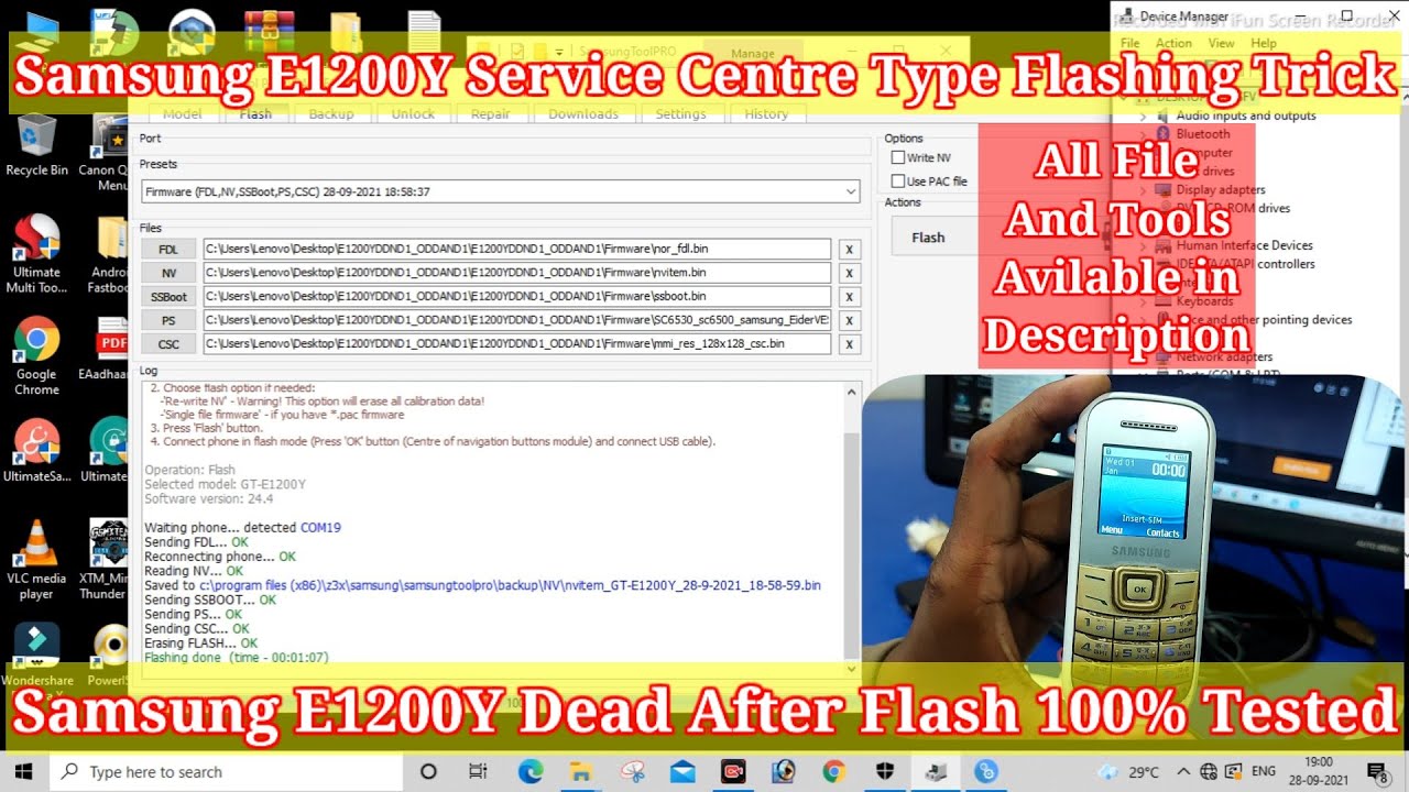 Samsung E1200Y Dead After Flash 1000% Working || Samsung E1200Y Offical ...