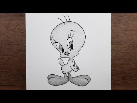 Sevimli Tweety çizimi - Yeni başlayanlar için adım adım çizim rehberi - Öğretici çizimler