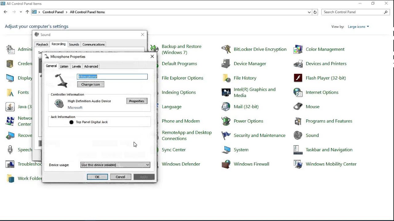 How to configure microphone in microsoft windows 7, 8 & 10 - YouTube