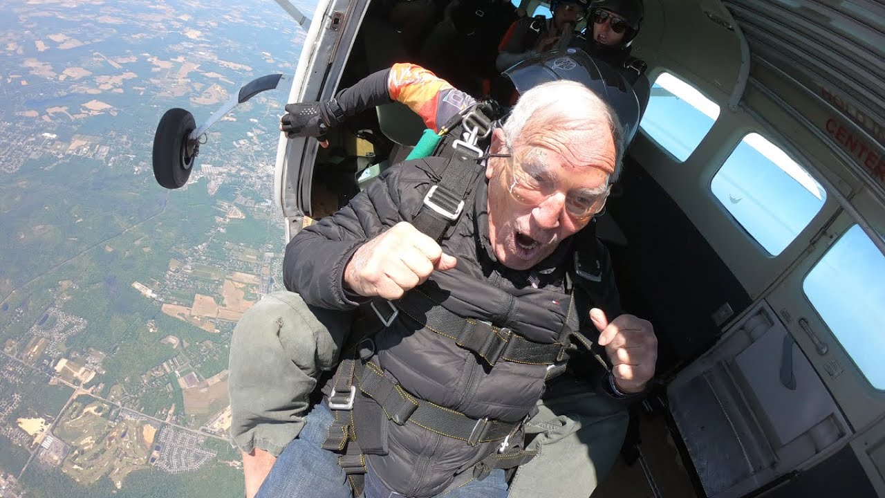 Skydiving at 90 years old at Skydive Cross Keys! - YouTube