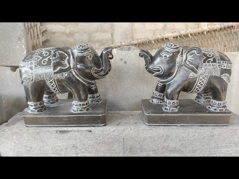 Elephant Statue in granite stone Height 1.5 feet // Nani Allagadda ...