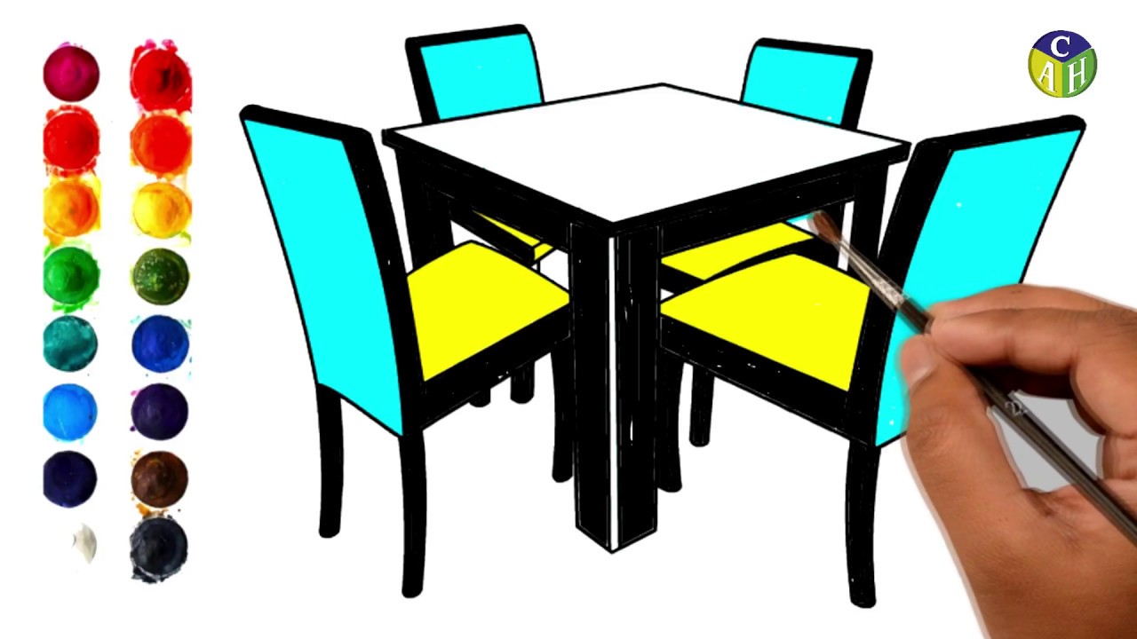 How to draw a TABLE Real Easy - Step by Step for kids | kids color ...