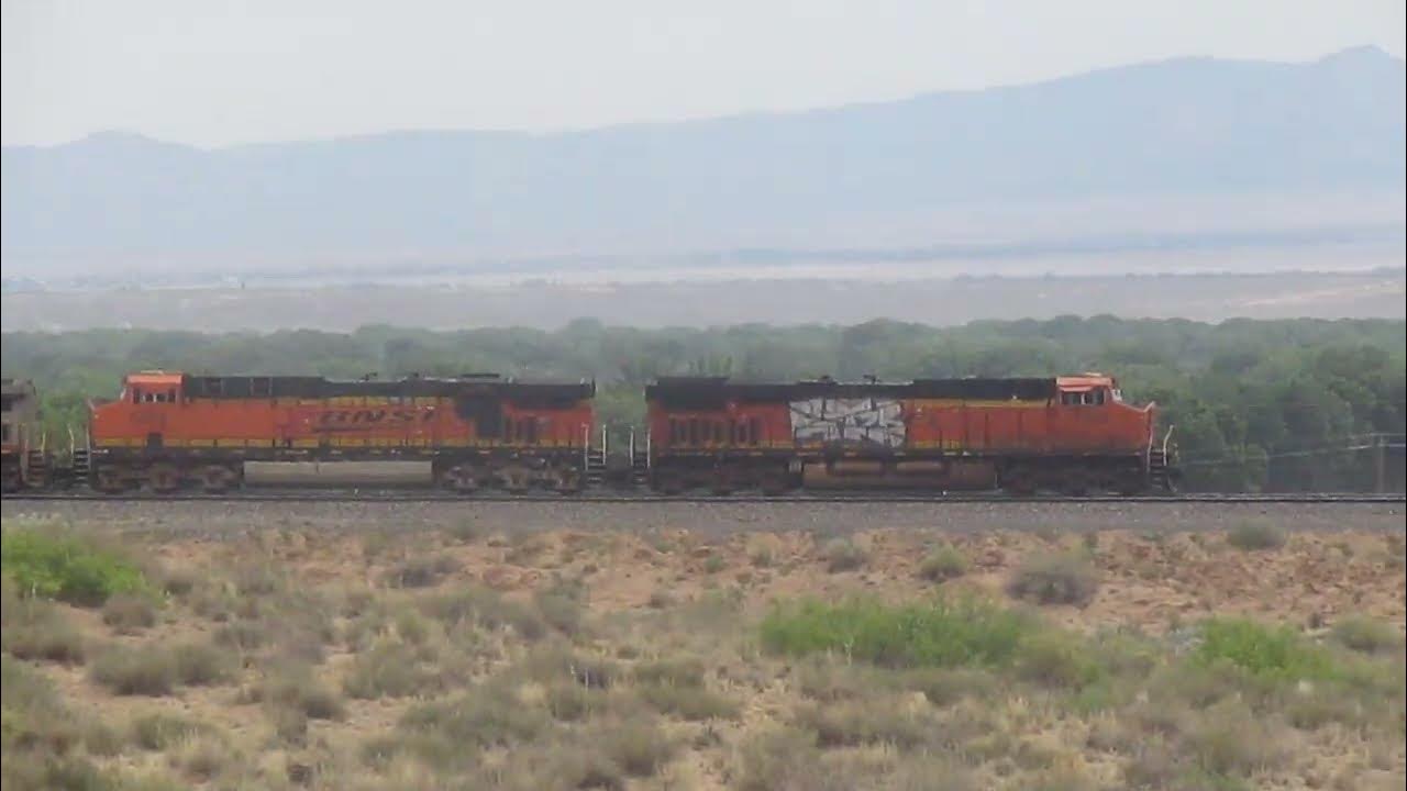 BNSF ES44DC 7393 Leads A Stack Train With BNSF 776 In - YouTube