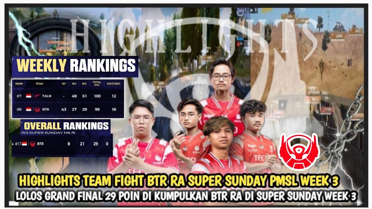 HIGHLIGHTS TEAM FIGHT BTR RA SUPER SUNDAY WEEK 3 LOLOS GRAND FINAL BTRRA KUMPULKAN 29 POIN SS ...