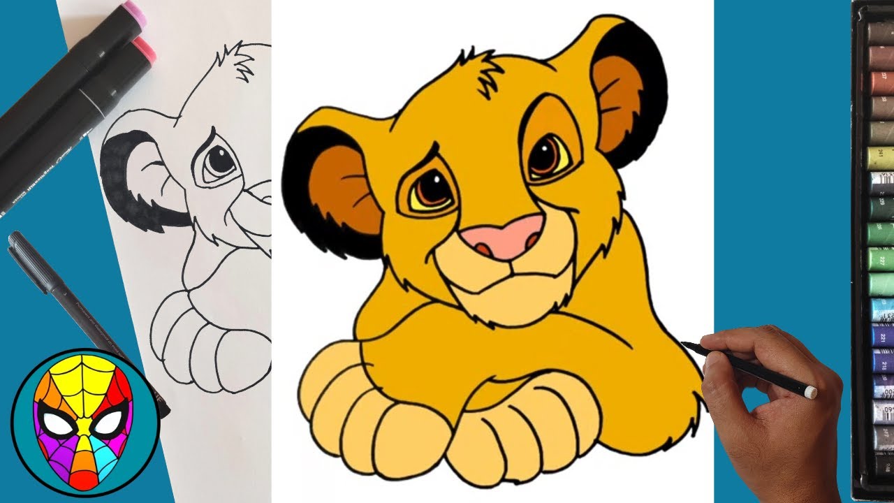 How to Draw Simba Step by Step | Easy Lion King Drawing for Kids | Cute ...