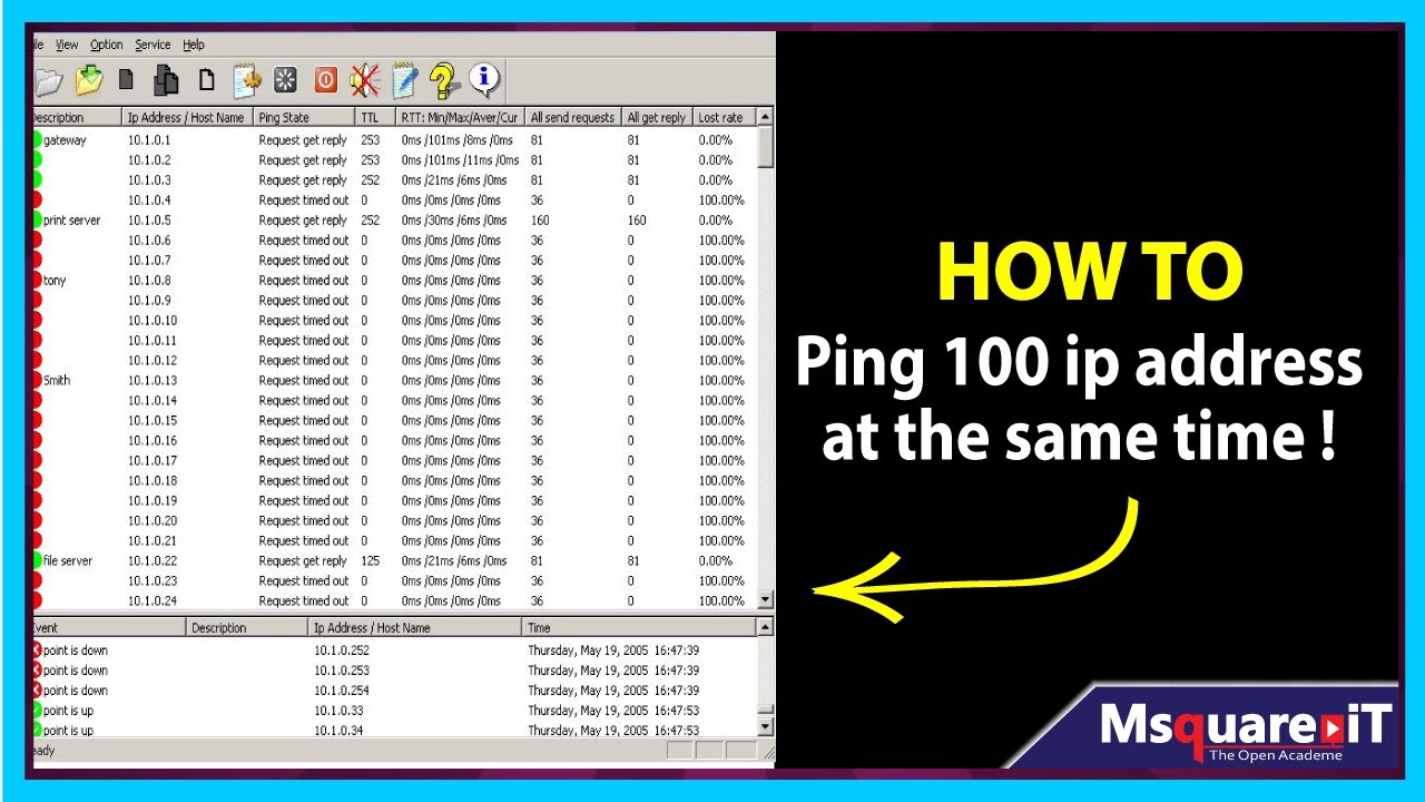Ping 100 ip address at the same time - YouTube