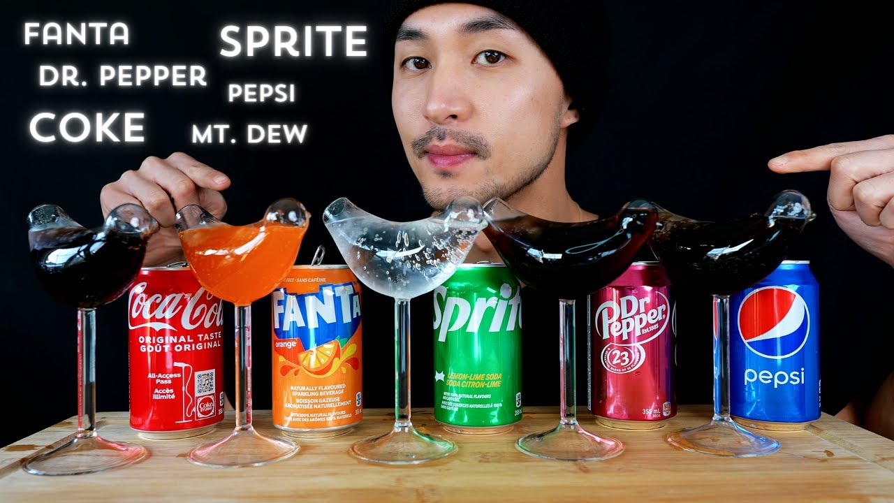 [ASMR] DRINKING MOST POPULAR SODAS| COCA COLA| FANTA| SPRITE| DR.PEPPER| PEPSI| 99.99% ...