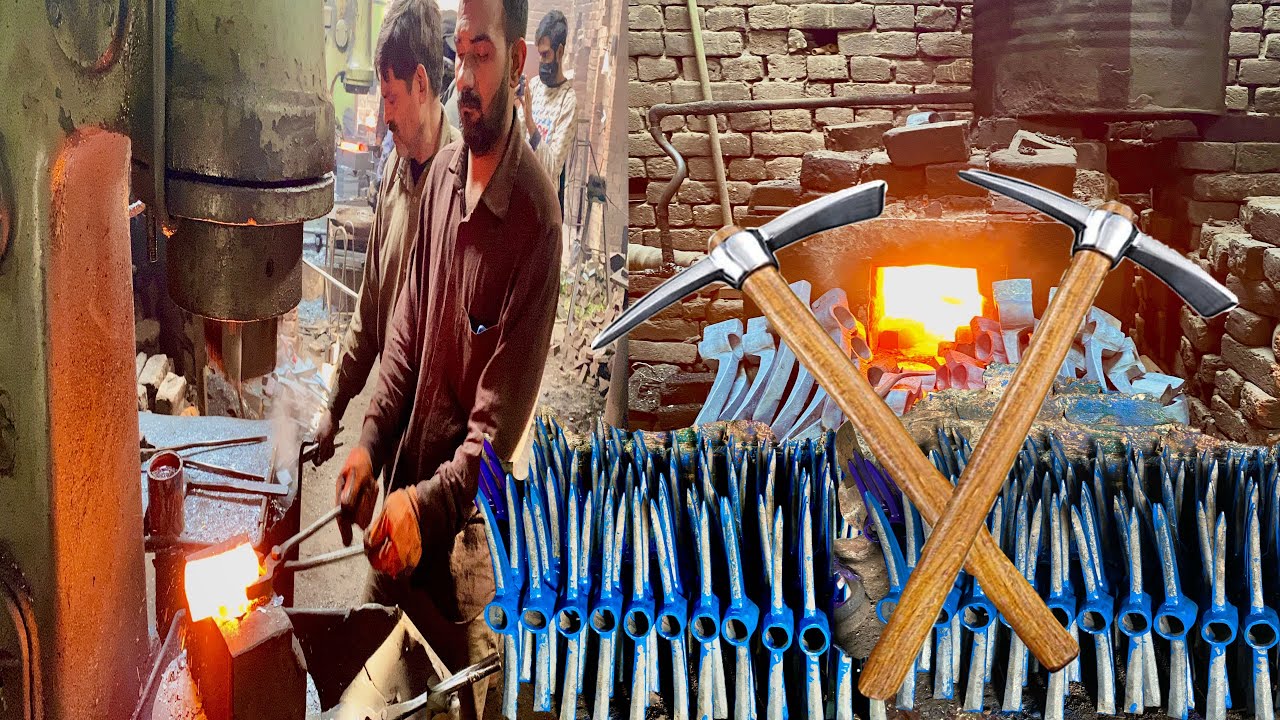 A beautiful way to make pickaxes Pickaxe manufacturing factory - YouTube