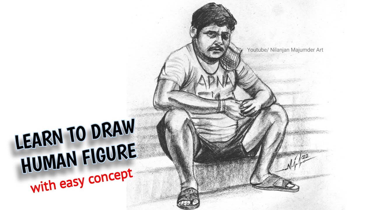 How To Draw Human Figure | Step By Step Easiest Drawing Lesson For ...