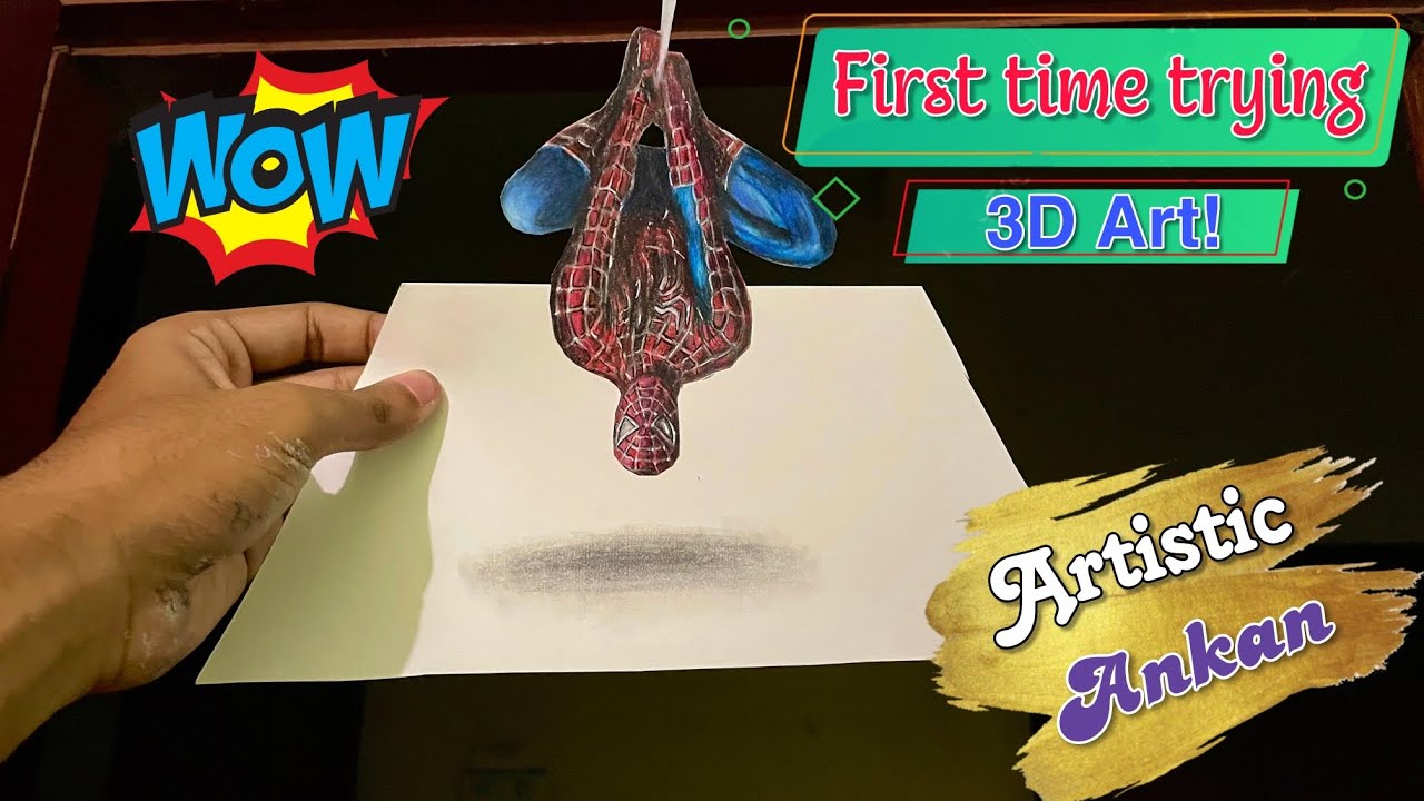 First time trying 3D art🤔| Spider-man 3d drawing | timelapse - YouTube