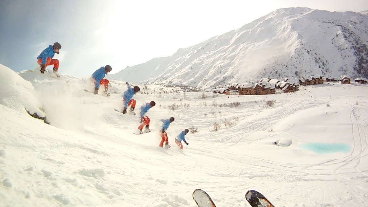 Freeze frame sequenced Snowboard Jump (with moving camera) - YouTube