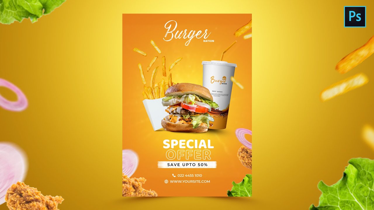 Restaurant Food Banner Design | Photoshop Tutorial - YouTube
