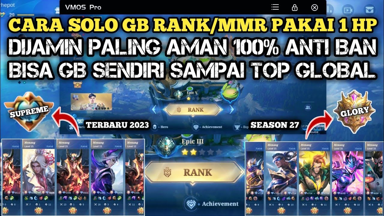 TERBARU CARA SOLO GB RANK/MMR MOBILE LEGEND 2023 PAKAI 1 HP - YouTube