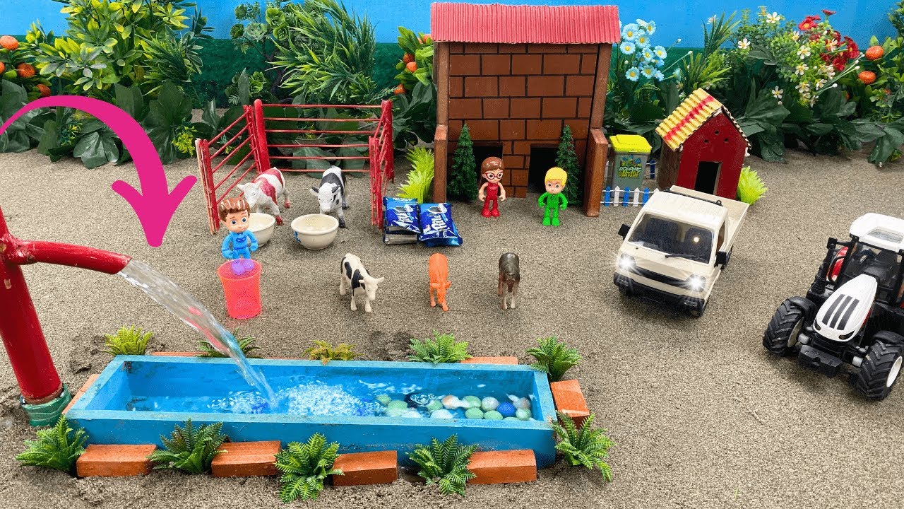 DIY Mini Farm Diorama with House for Cow & Pig | How to Install Mini ...