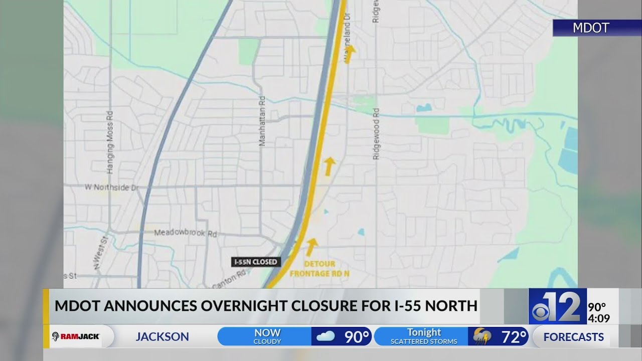 MDOT announces overnight closure for I-55 North in Jackson - YouTube