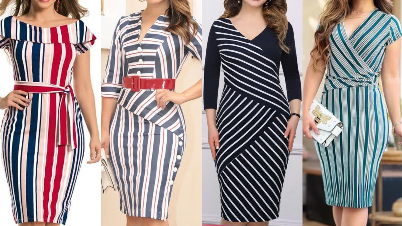 Classical designs of strip print bodycon dresses 2020/bodycon ...