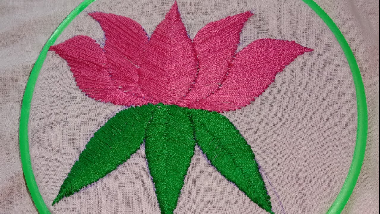 Hand embroidery: lotus embroidery. Lotus flower stitch. - YouTube