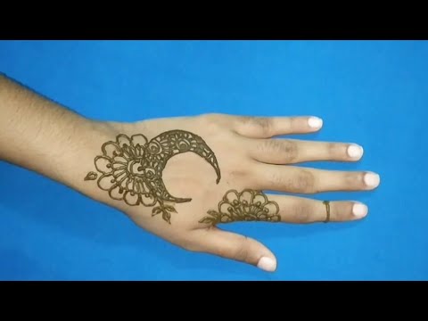 New Moon Flower simple mehandi design| easy islamic style moon mehandi ...