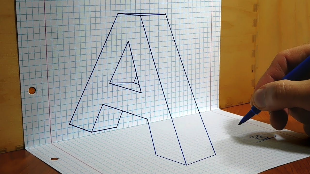 How to Draw a Letter A 3D Trick art on Graph paper - YouTube