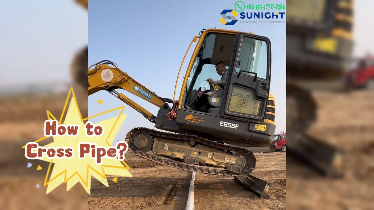 How small and large excavators cross over the water pipe? with blade or ...