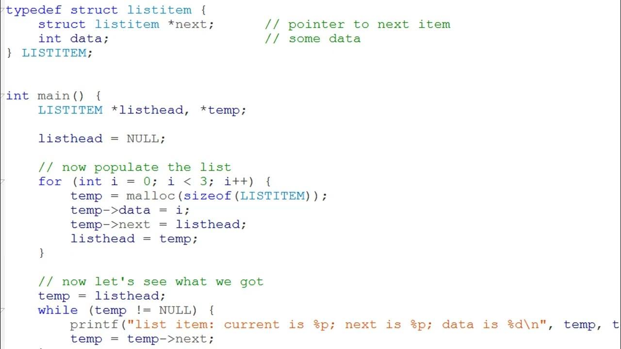 Singly linked lists | C and C++ Pointers - YouTube
