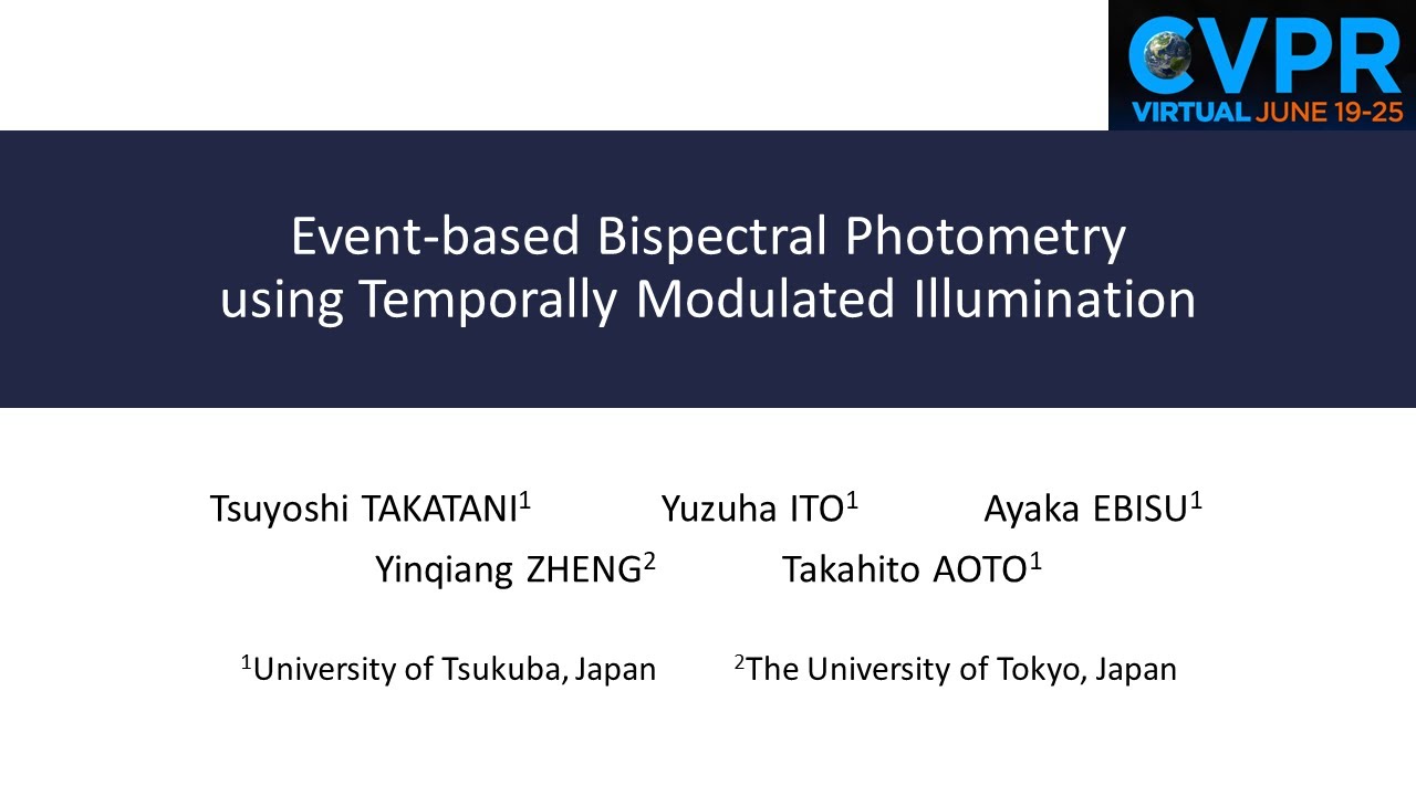 [CVPR 2021 Oral] Event-based Bispectral Photometry using Temporally Modulated Illumination - YouTube