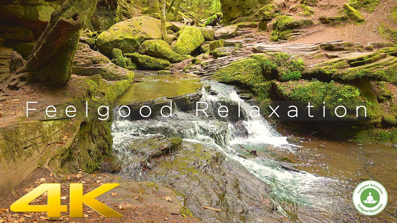 Relaxing waterfall in beautiful landscape with original sound 4K ...