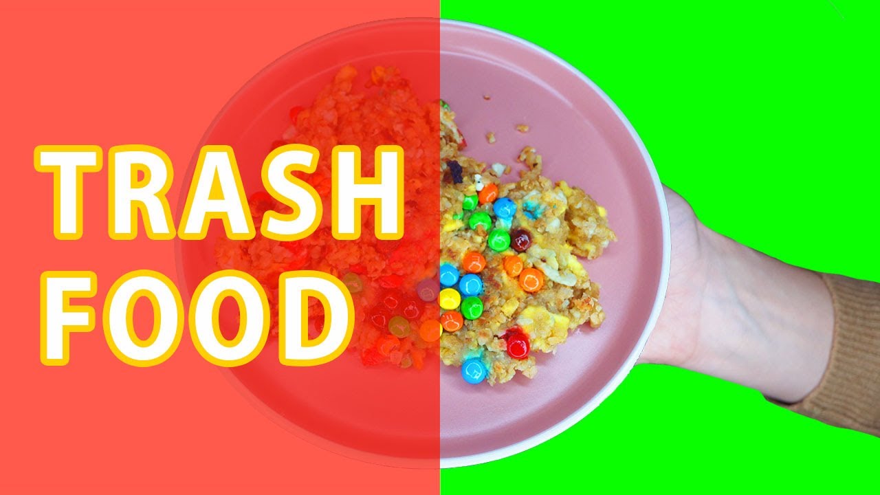 TRASH FOOD / Oatmeal pancake + blue juice - YouTube