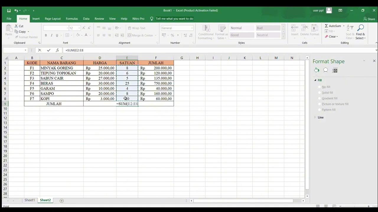 Tutorial Menggunakan Rumus SUM dan Membuat Grafik di Excel - YouTube