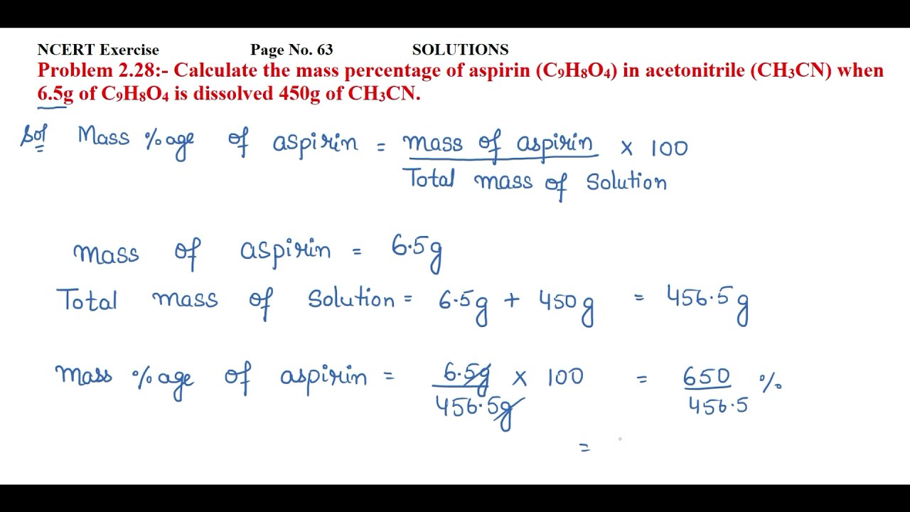 Calculate The Mass Percentage Of Aspirin C9H8O4 In Acetonitrile calculate-the-mass-percentage-of-aspirin-c9h8o4-in-acetonitrile
