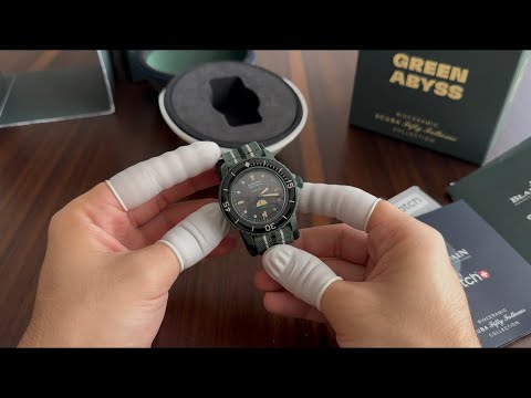 Swatch Blancpain Fifty Fathoms Green Abyss Automatic 42.3mm Wrist Watch ...