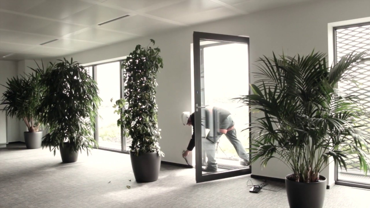 Rail lifeline and concealed anchor point for office maintenance - YouTube