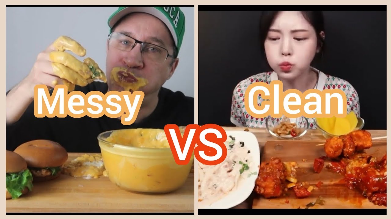 Messy vs Clean mukbangers dipping their food in too much sauce - YouTube