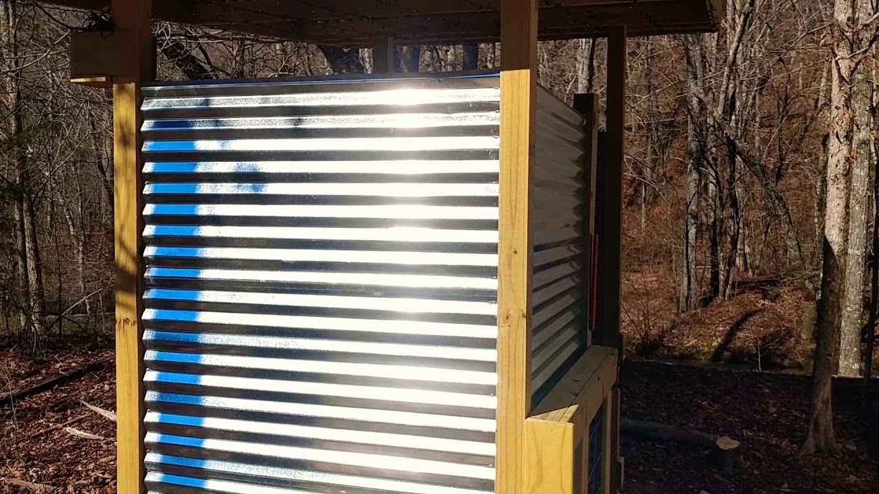 Outhouse made out of tin roofing. - YouTube
