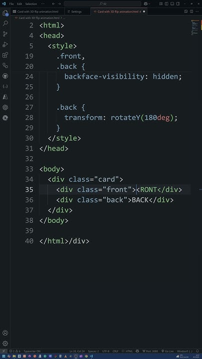 Simple 3D Flip Card Animation Tutorial – Easy CSS & HTML! #Shorts #coding #frontendcourse - YouTube