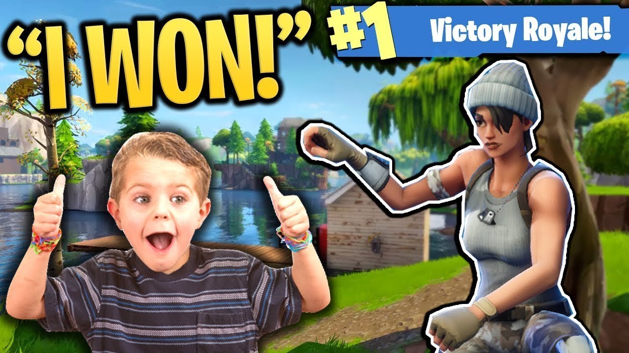 FORTNITE BATTLE ROYALE getting a kid his first win in 2019 - YouTube