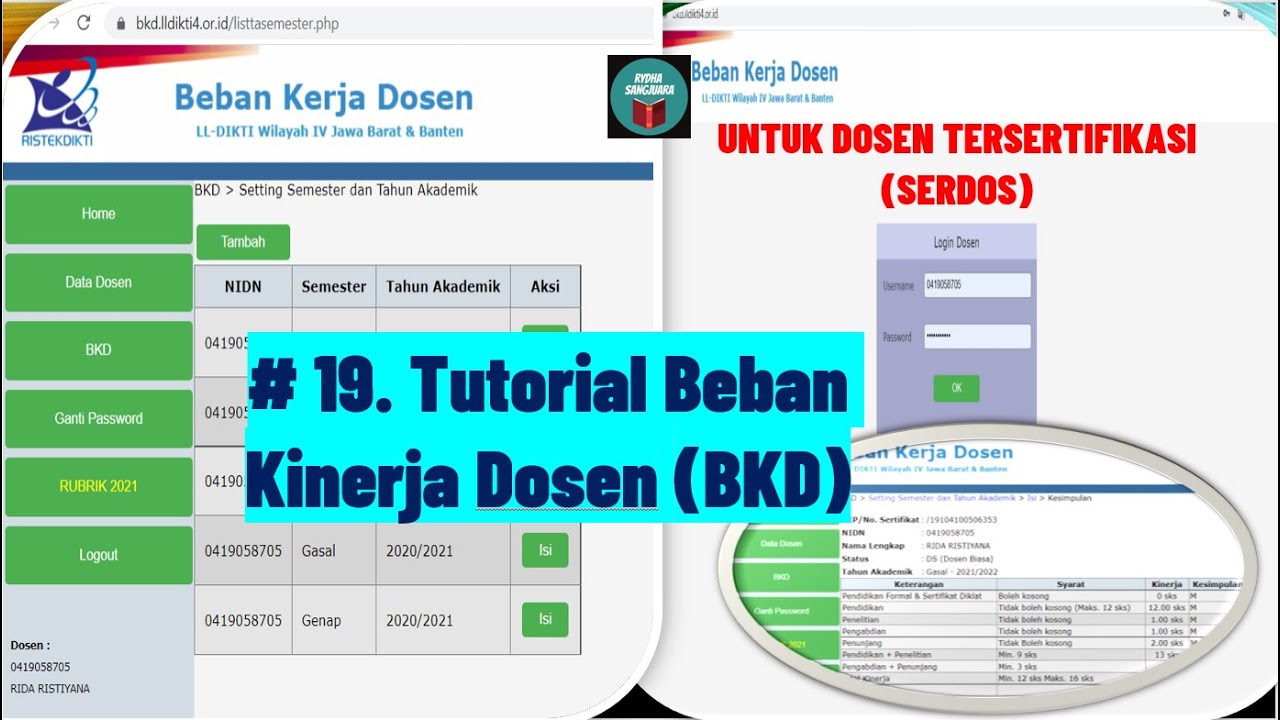 #19. Tutorial BKD - Tutorial Beban Kinerja Dosen Untuk Dosen Yang Telah Tersertifikasi (SERDOS ...