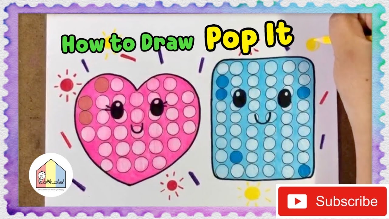 How to Draw Pop It Easy สอนวาดรูปป๊อปอิทง่ายๆ วาดรูป popit น่ารักๆ By ...