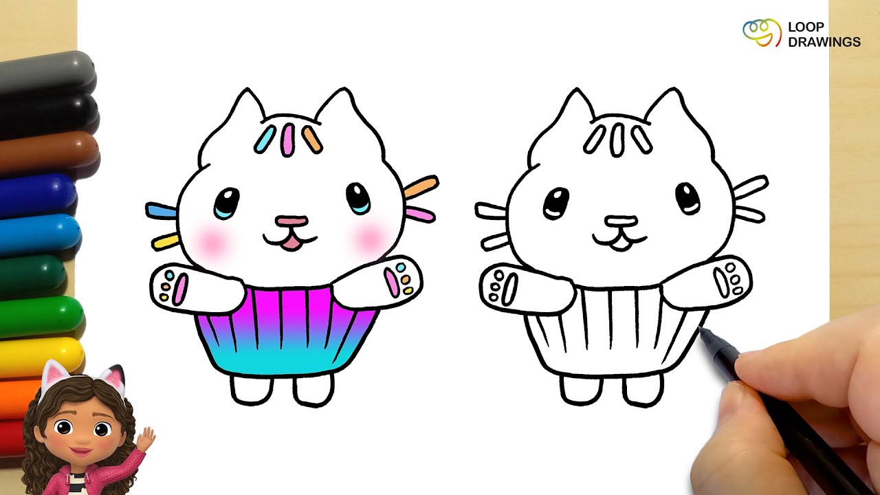 How to Draw CAKEY CAT | Gabby's Dollhouse - YouTube