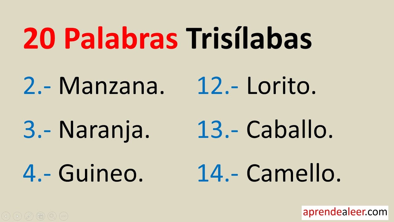 Ejemplos de palabras trisilabas para niños - YouTube